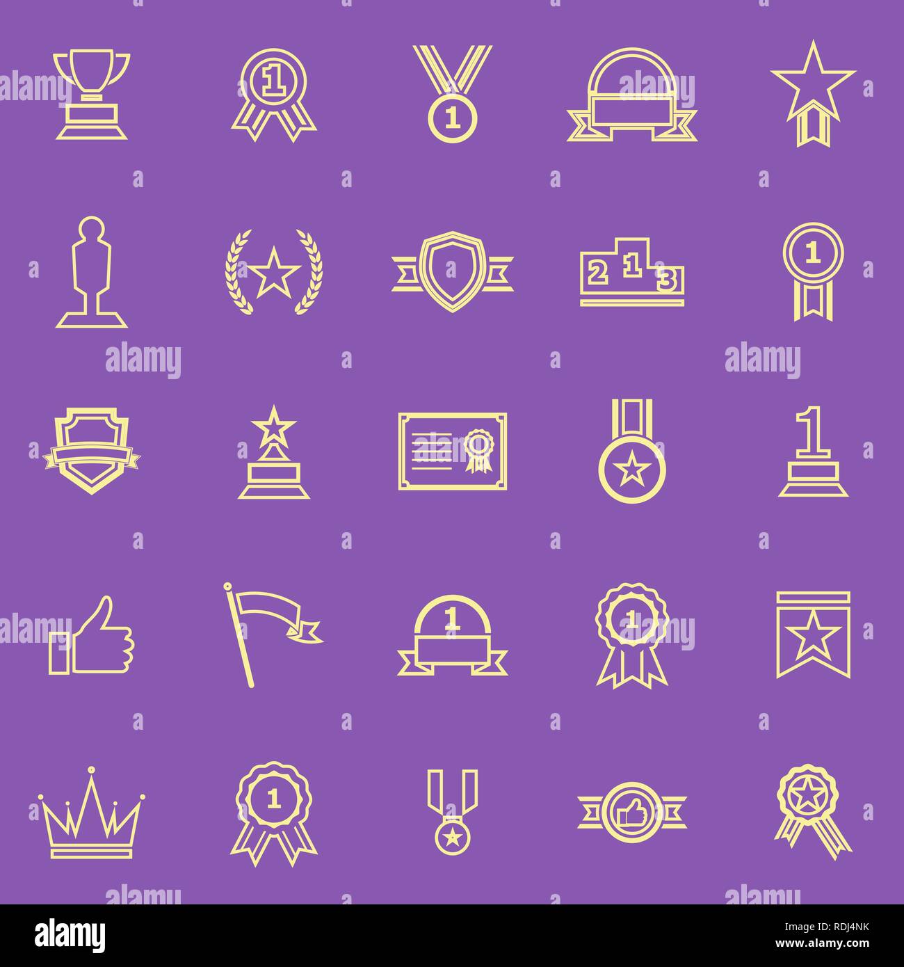 Winner line color icons on purple background, stock vector Stock Vector ...