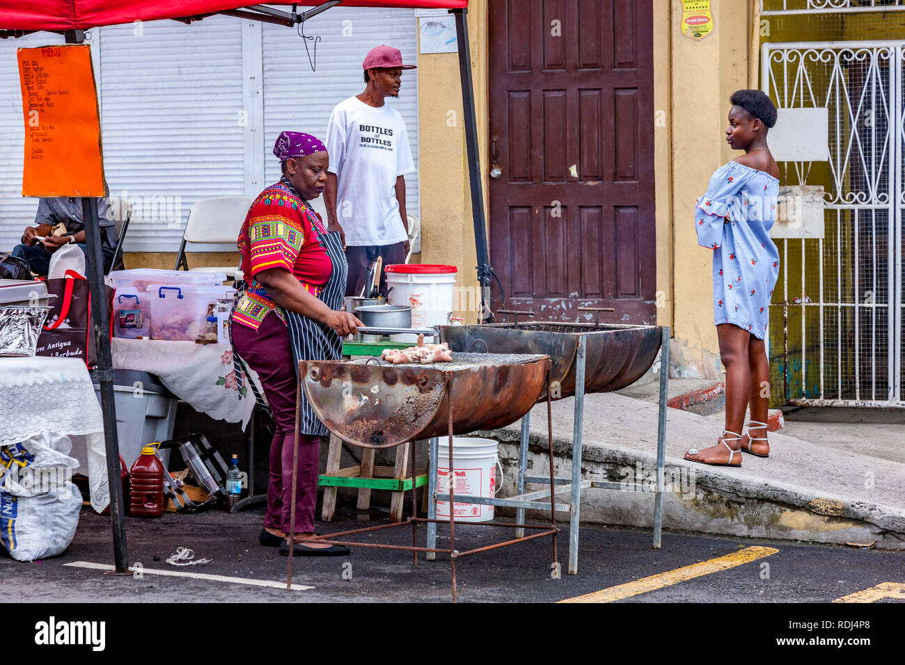 Street scene in downtown St John's, Antigua, in the Caribbean Stock ...