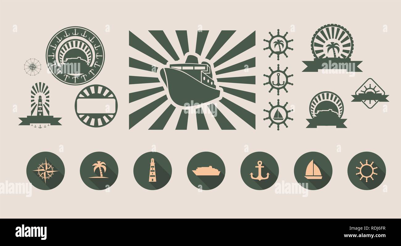 vector set of travel emblems and design elements Stock Vector Image ...