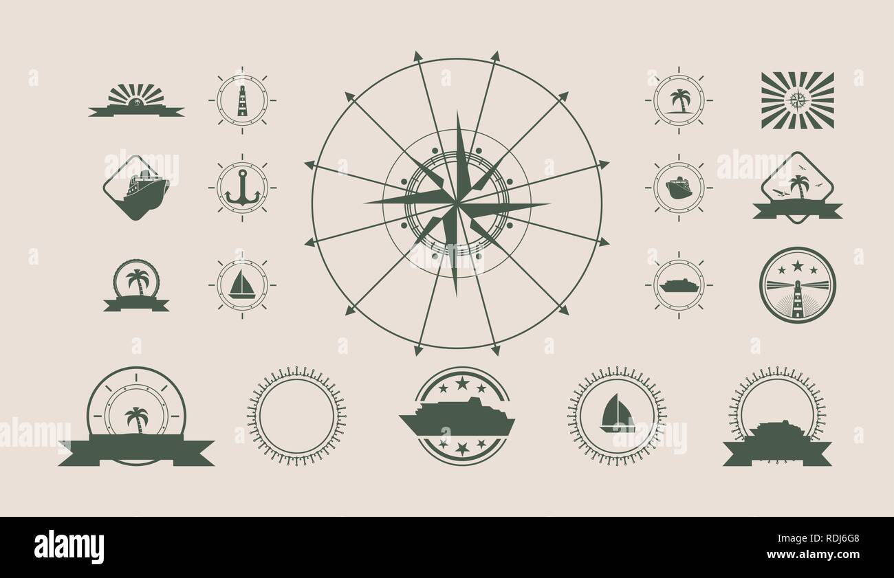 vector set of travel emblems and design elements Stock Vector Image ...