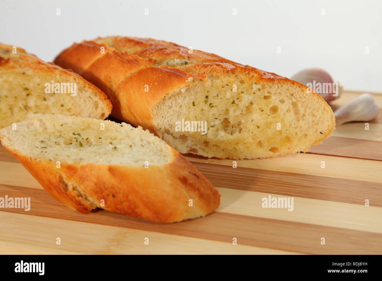 Crispy garlic baguette slices Stock Photo - Alamy