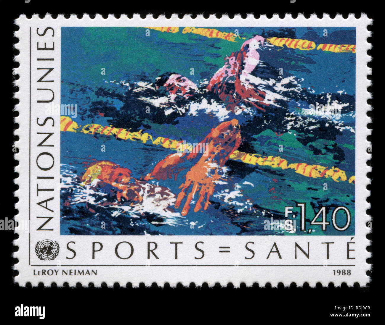 Postage stamp from the United Nations offices in Geneva issued in 1988 ...