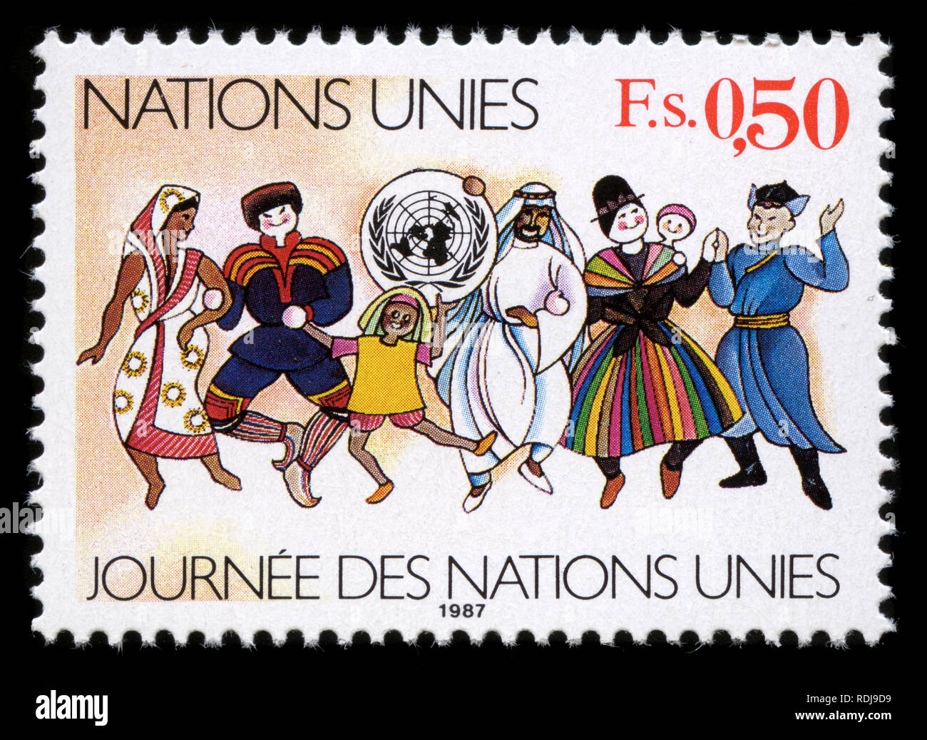 Postage stamp from the United Nations offices in Geneva issued in 1987 ...