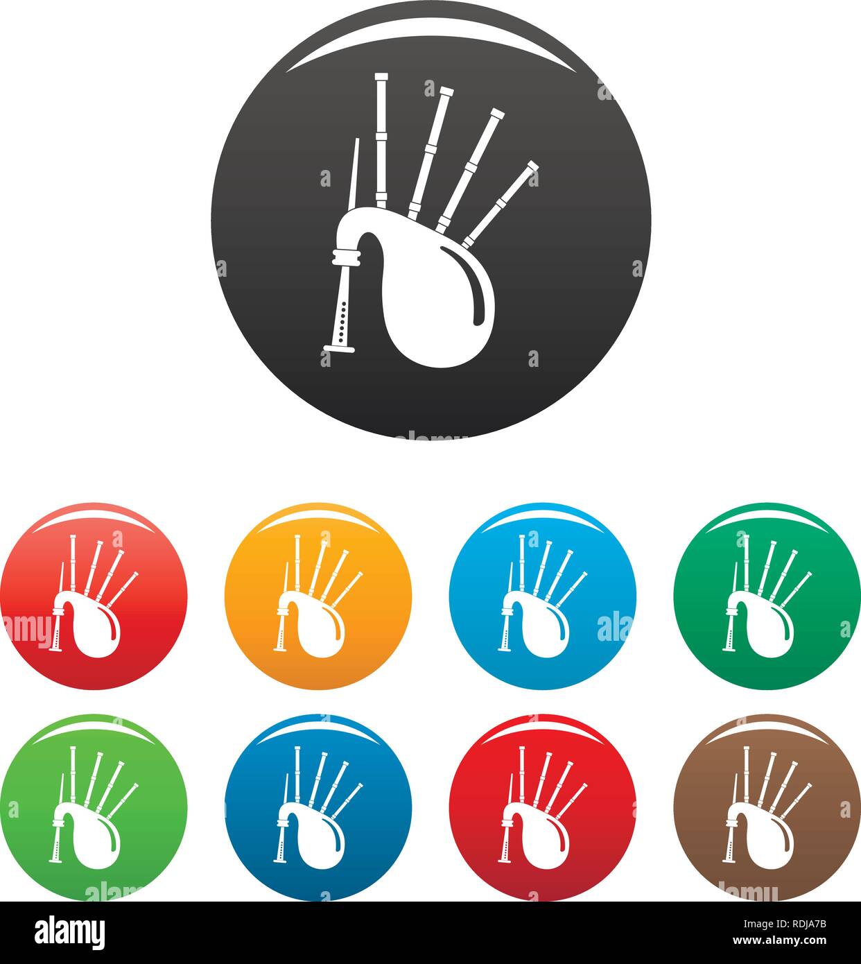 Scotland bagpipes icons set 9 color vector isolated on white for any ...