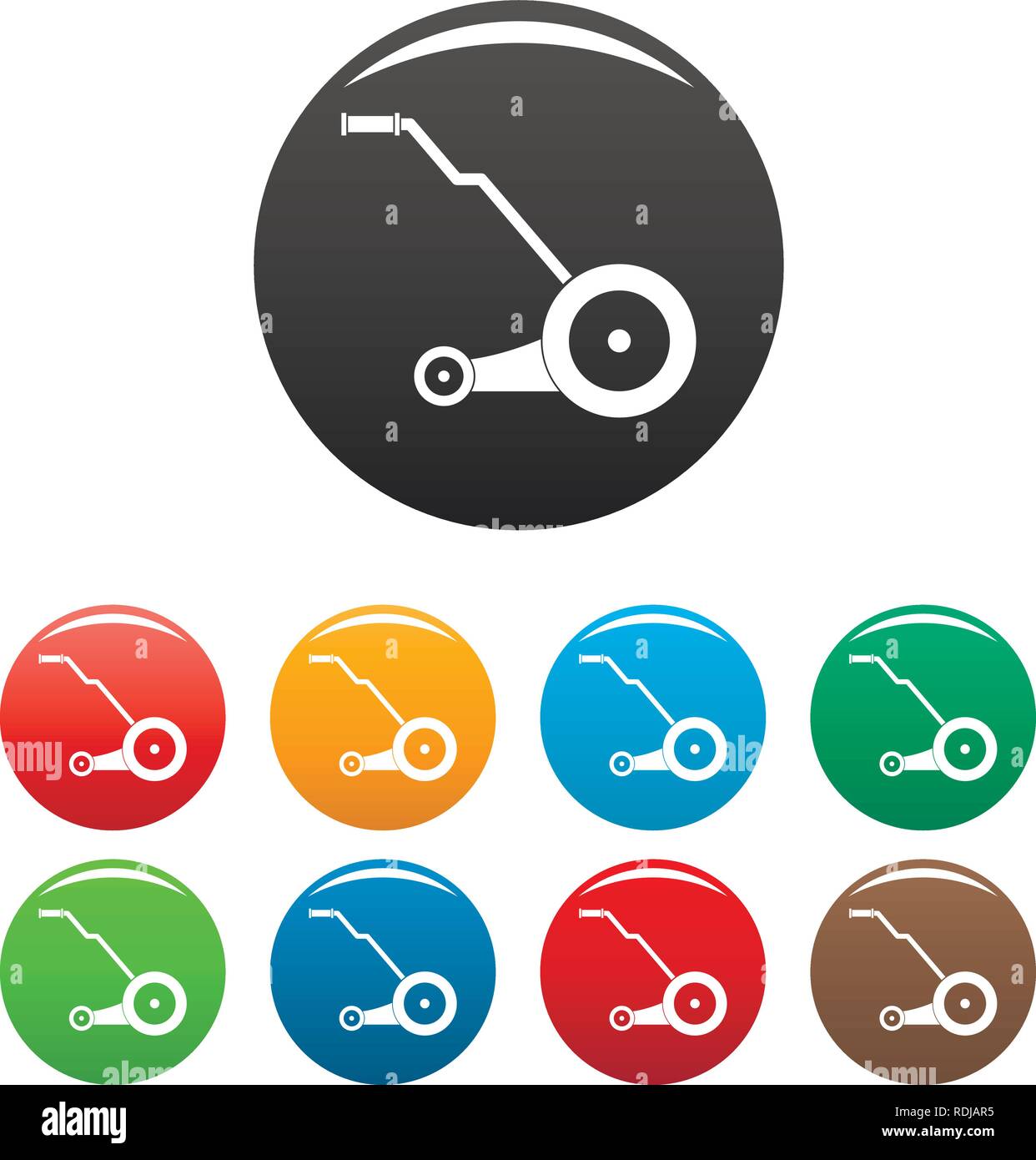 Electric grass cutter icons set 9 color vector isolated on white for ...