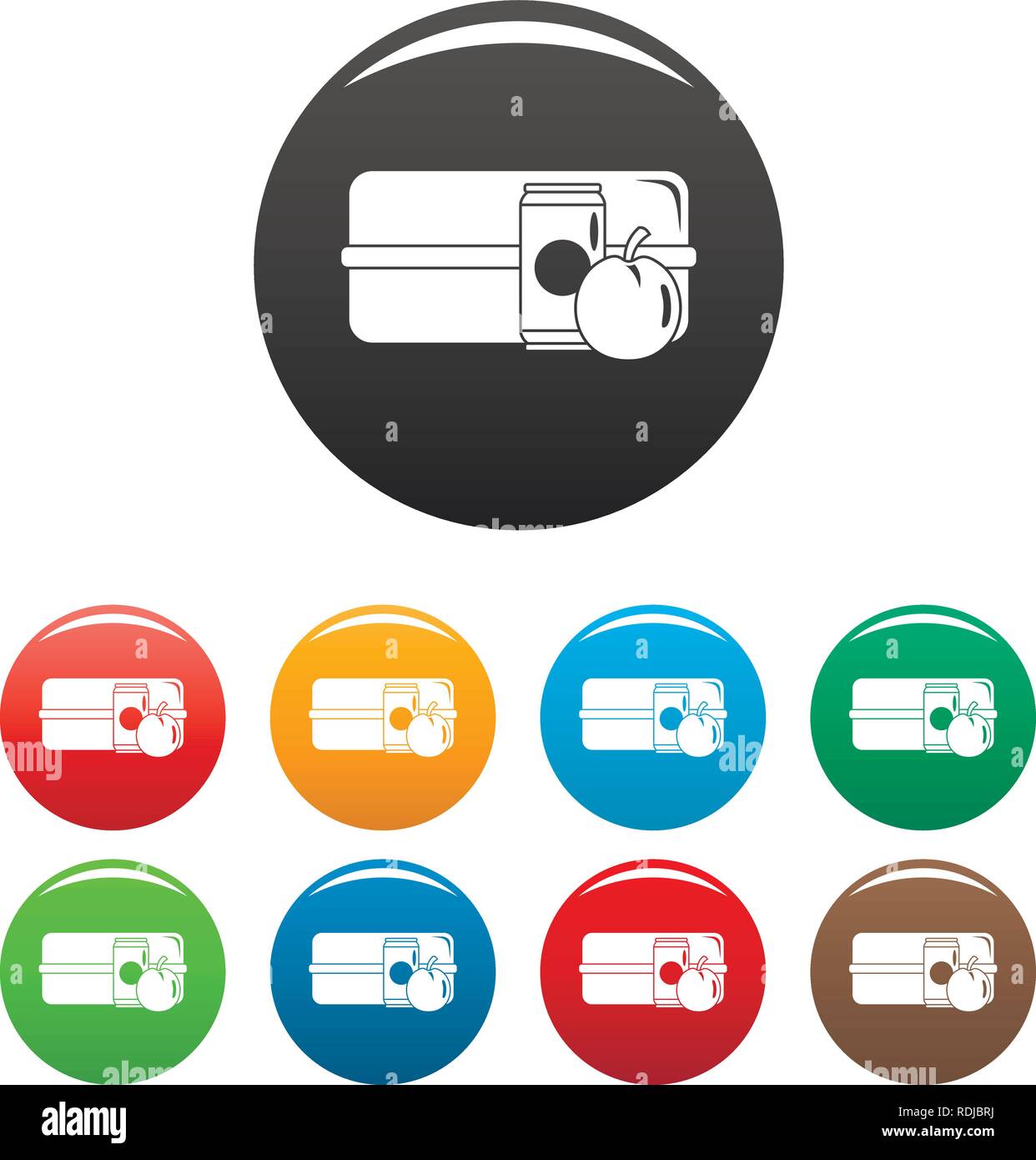 Apple cola box icons set 9 color vector isolated on white for any ...