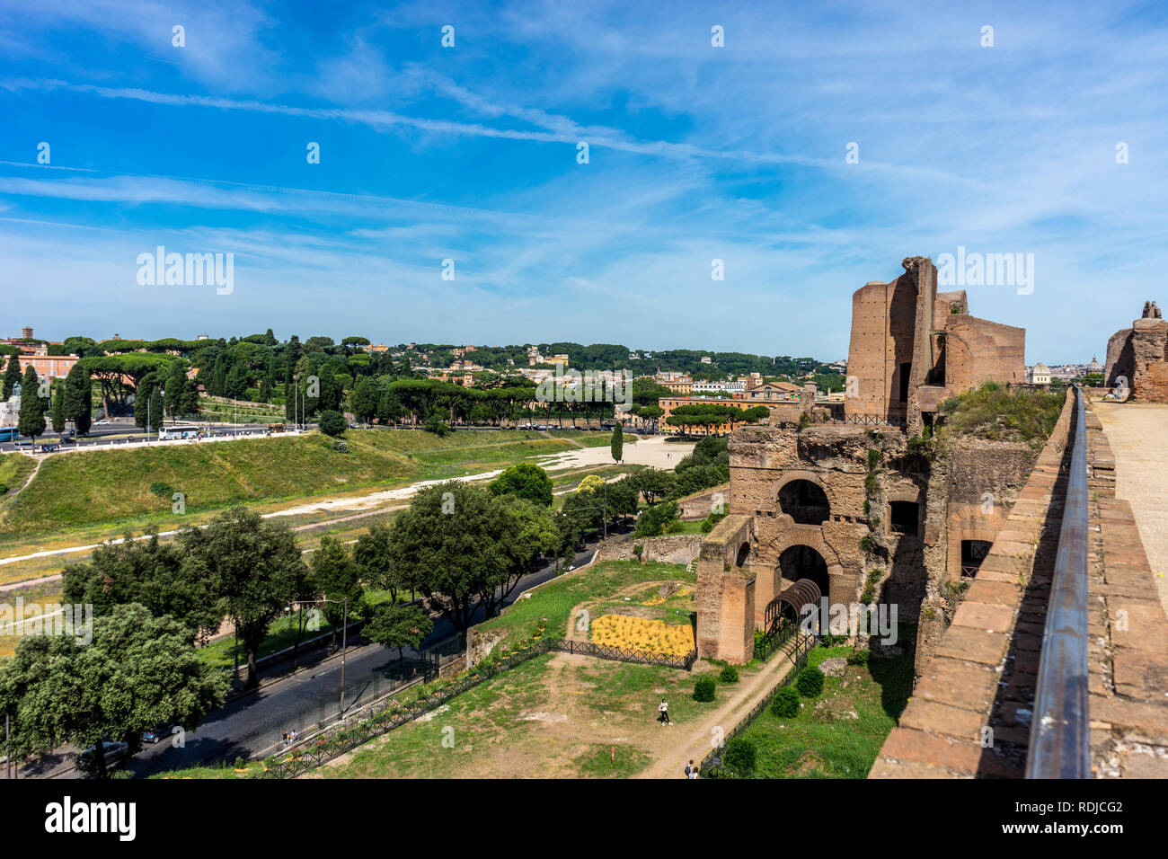 Rome, Italy - 24 June 2018: The ancient ruins of Circus Maximus in the ...