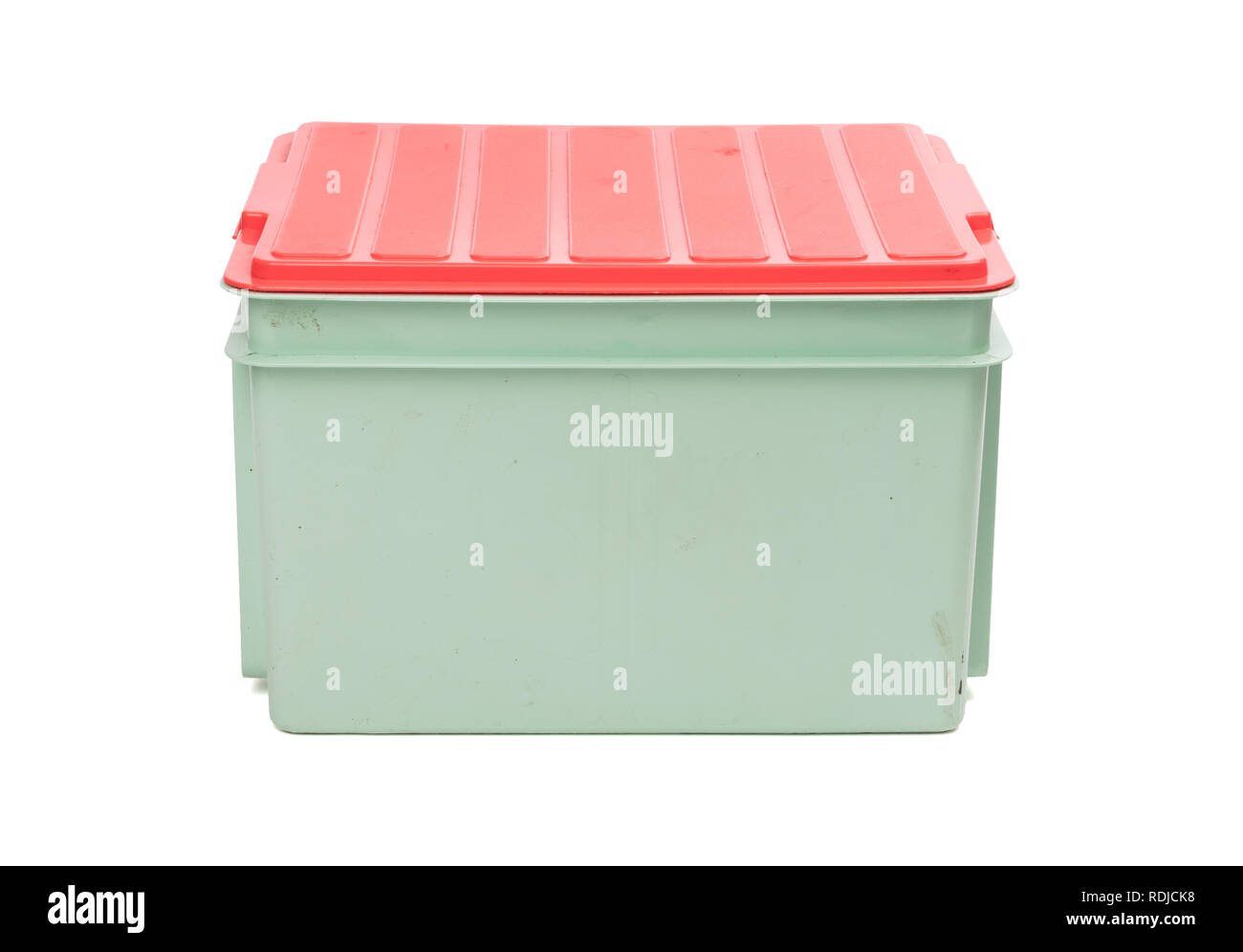 Green plastic box isolated on white with clippingpath, cargo, packaging ...