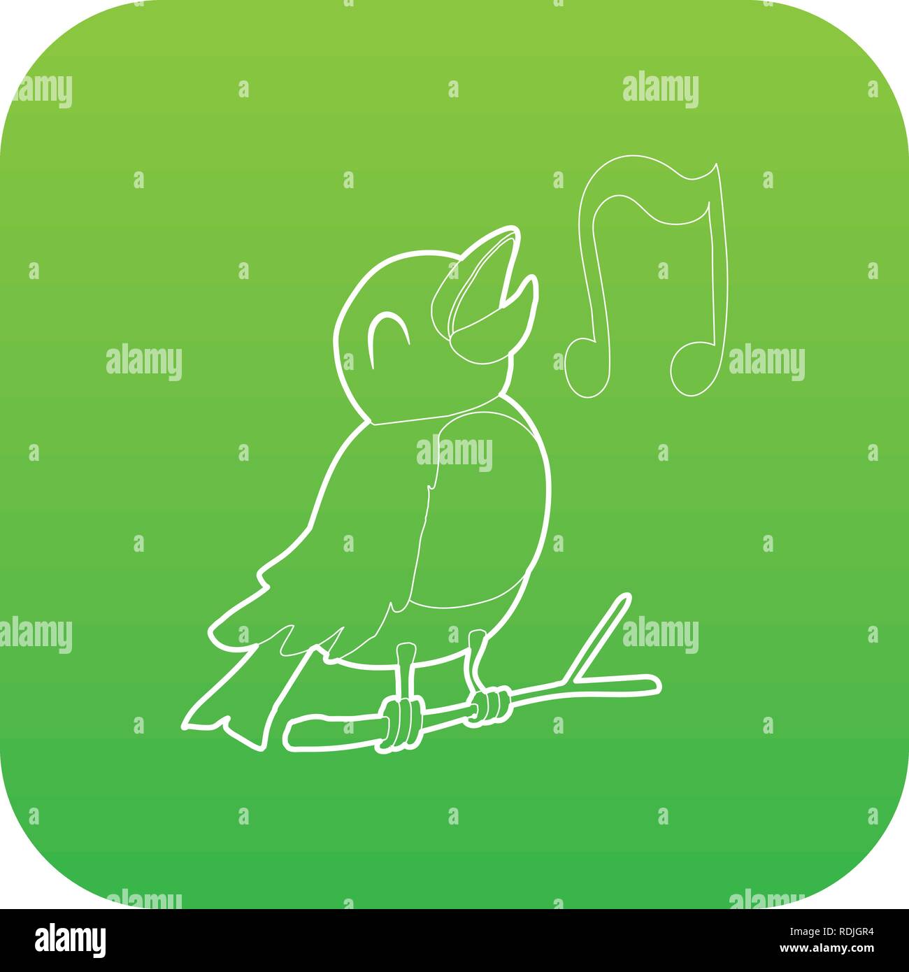 Bird singing icon green vector Stock Vector Image & Art - Alamy