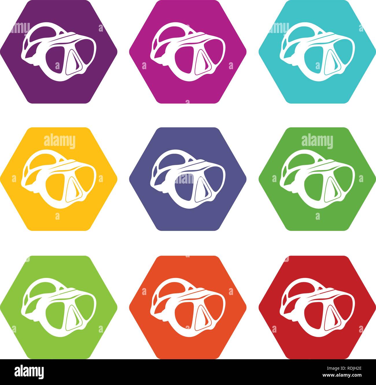 Dive mask icons set 9 vector Stock Vector Image & Art - Alamy