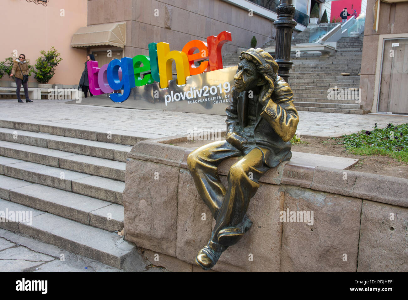 Plovdiv, Bulgaria - European capital of culture 2019. Statue of the ...