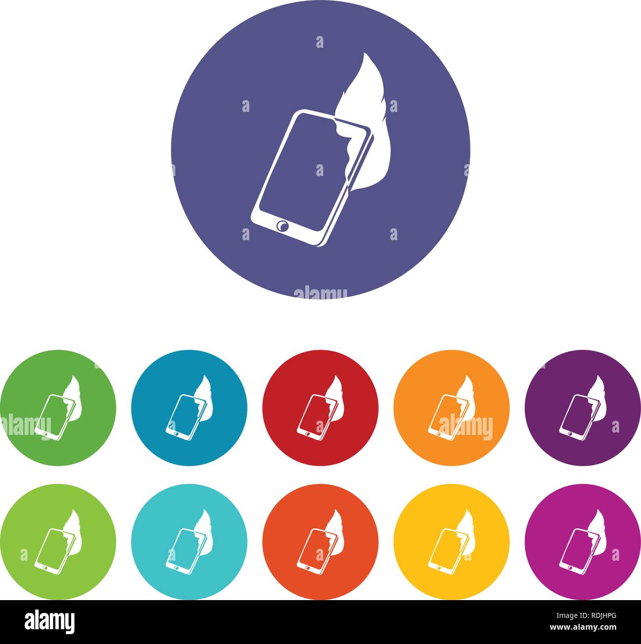 Fire smartphone icons set vector color Stock Vector Image & Art - Alamy