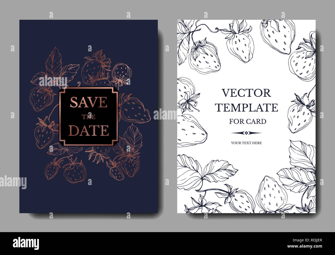 Vector Strawberry fruits. Engraved ink art. Wedding background card ...