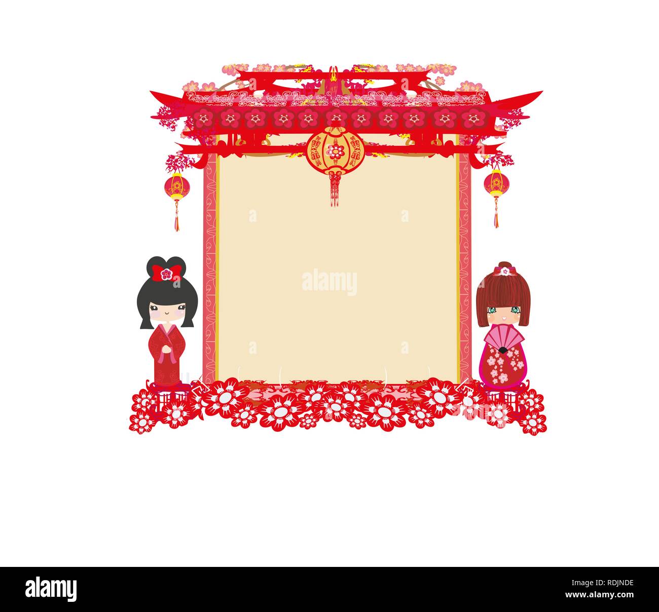 Kokeshi doll card Stock Vector Image & Art - Alamy