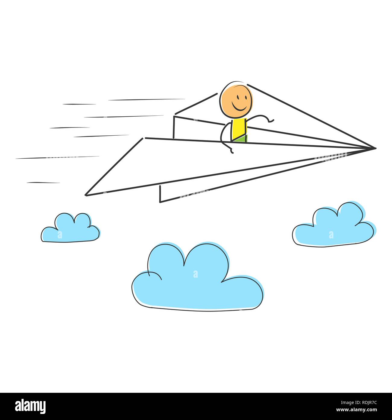 Man fly clouds sky Stock Vector Images - Alamy