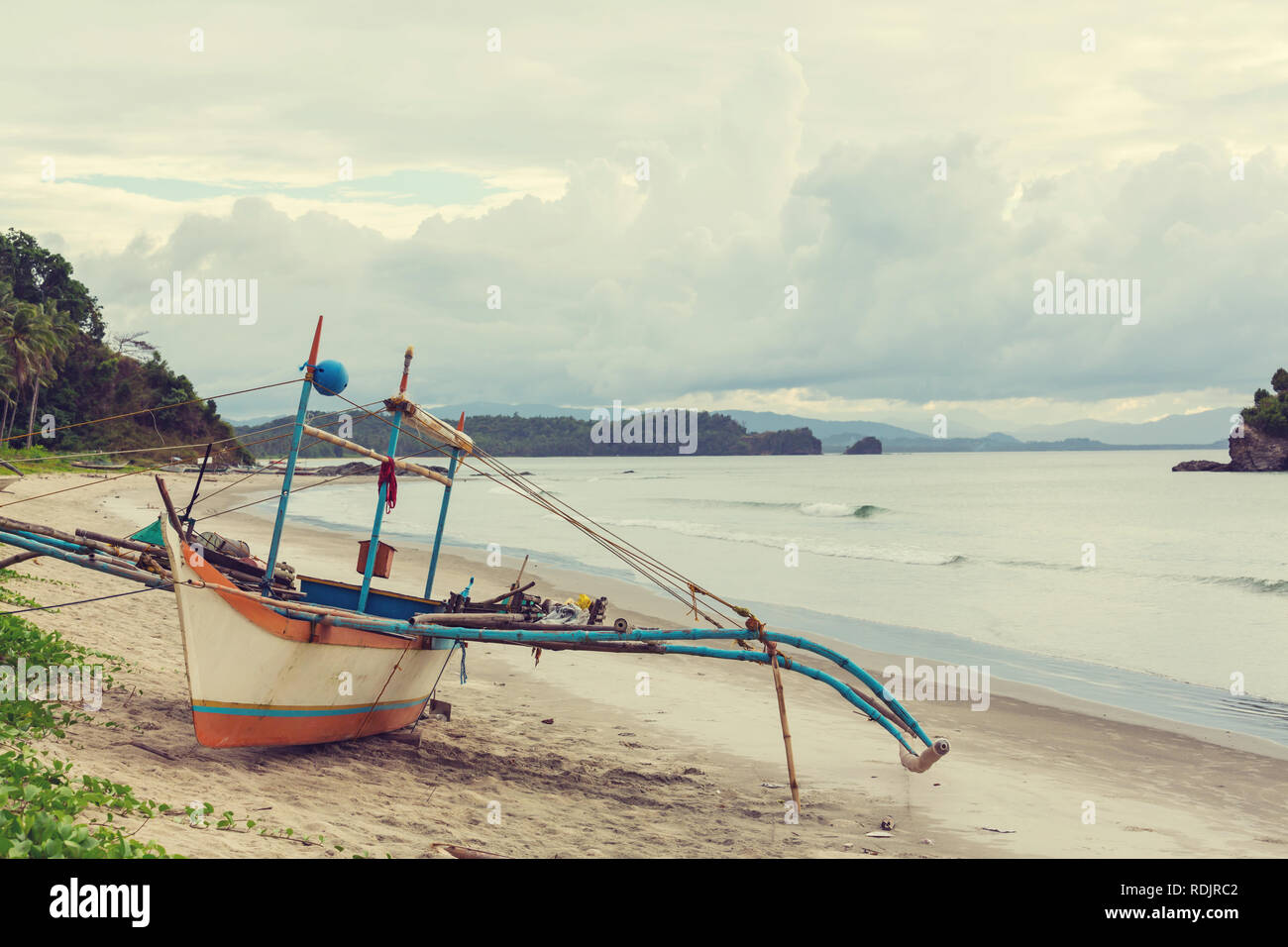 Traditional Philippino boat in the sea, Palawan island, Philippines ...