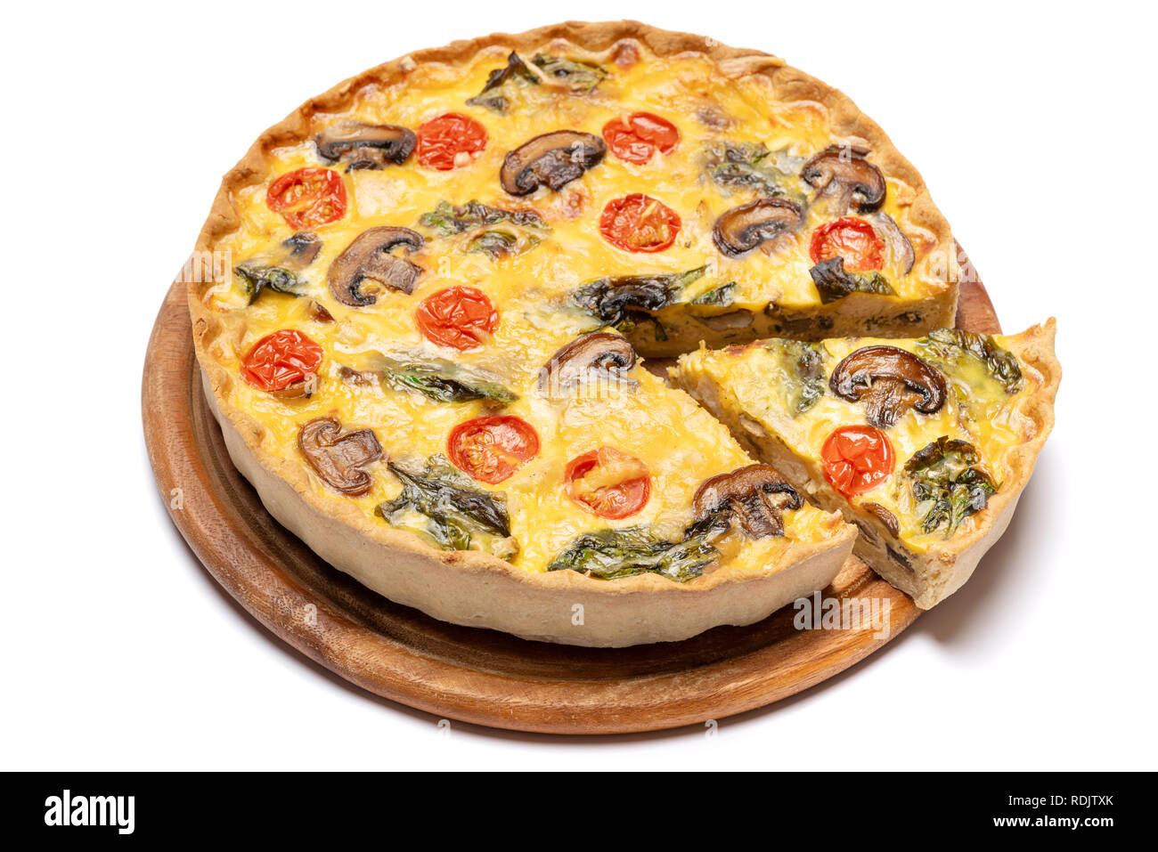 Traditional french Baked homemade quiche pie isolated Stock Photo - Alamy