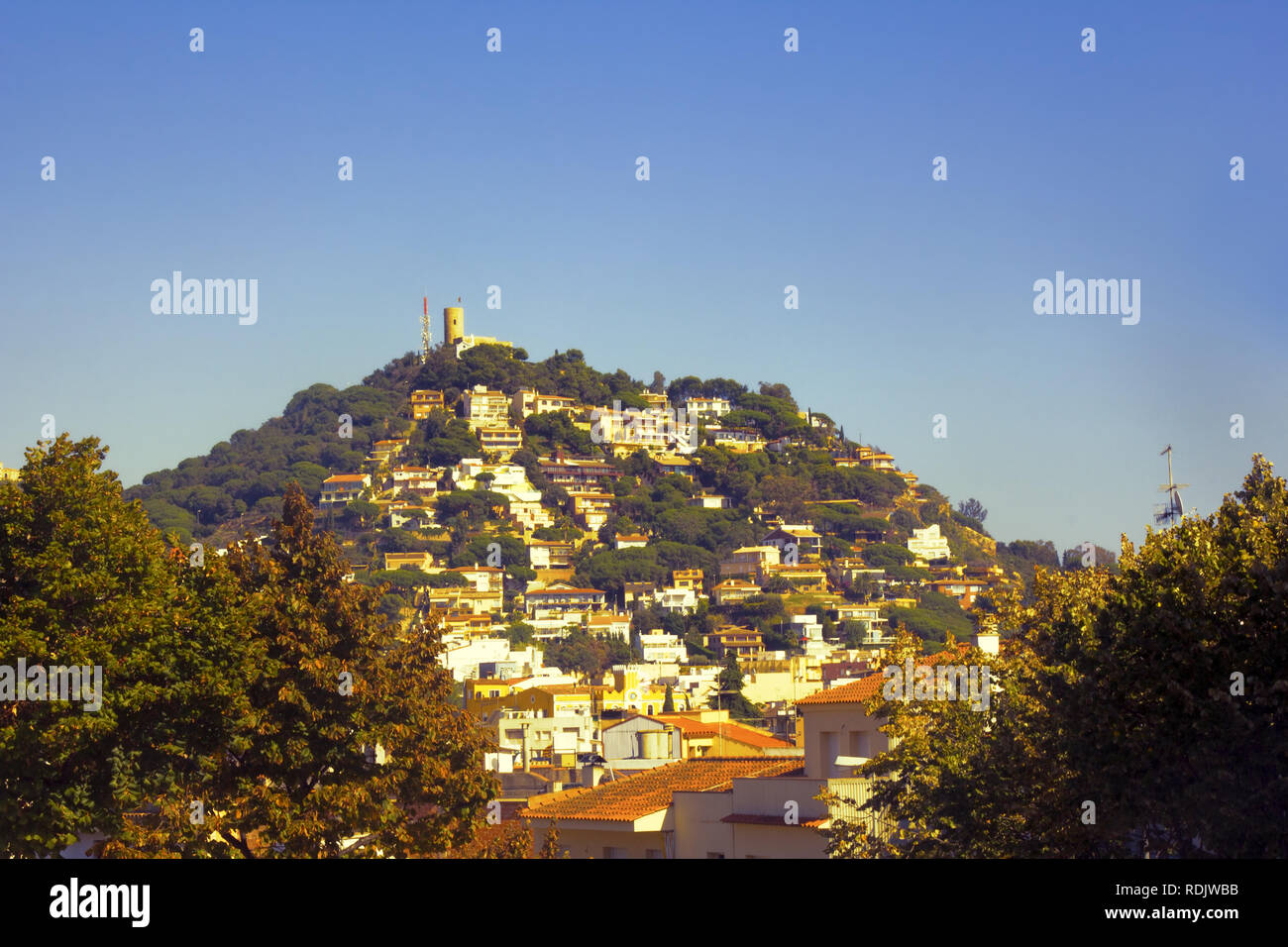Mediterranean Spain. Blanes, Costa Brava. Spurs Of Pyrenees Stock Photo ...