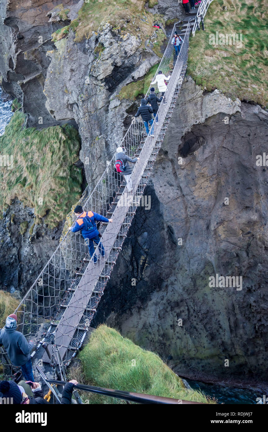 County Antrim / Northern Ireland - Dec 28, 2016: Group of tourists ...