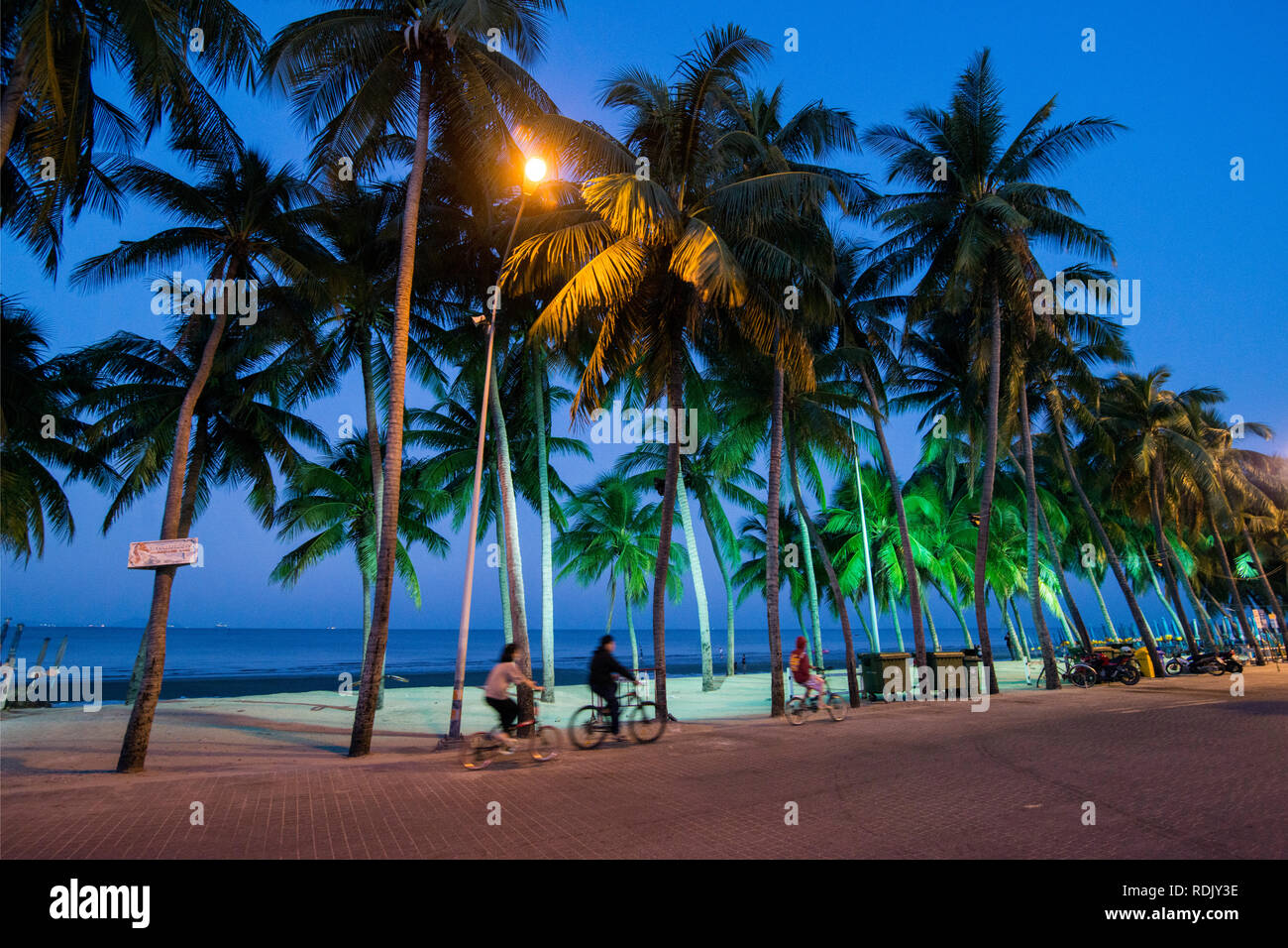 the Bang Saen Beach at the Town of Bangsaen in the Provinz Chonburi in ...