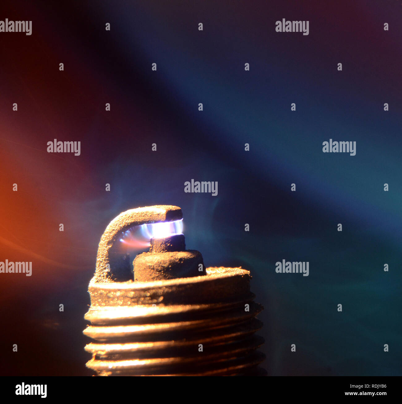 Macro view of spark plug that ignites a gas mixture Stock Photo - Alamy