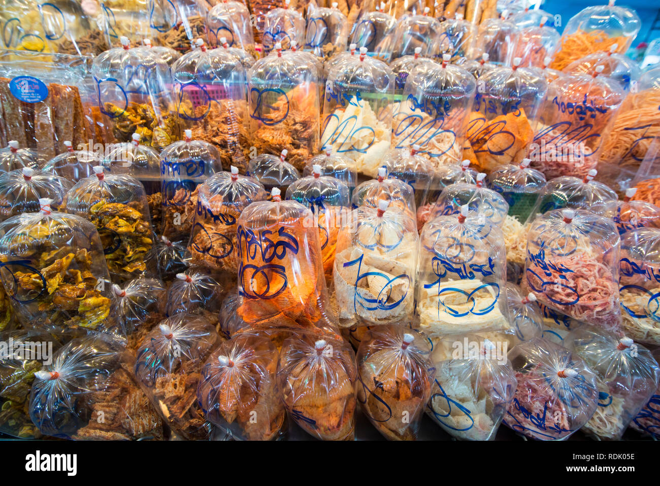 dry seafood at the fish market at the town of Ang Sila near Bang Saen ...