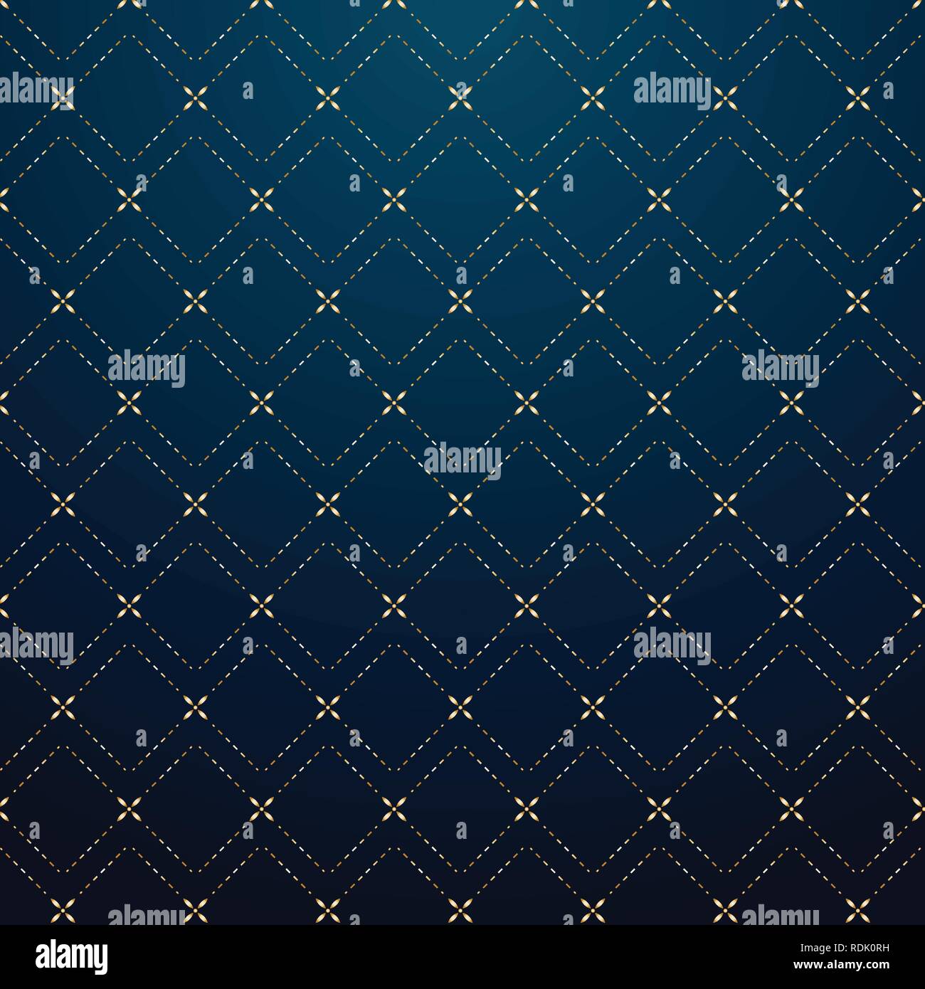 Abstract geometric squares gold dash line pattern on dark blue ...