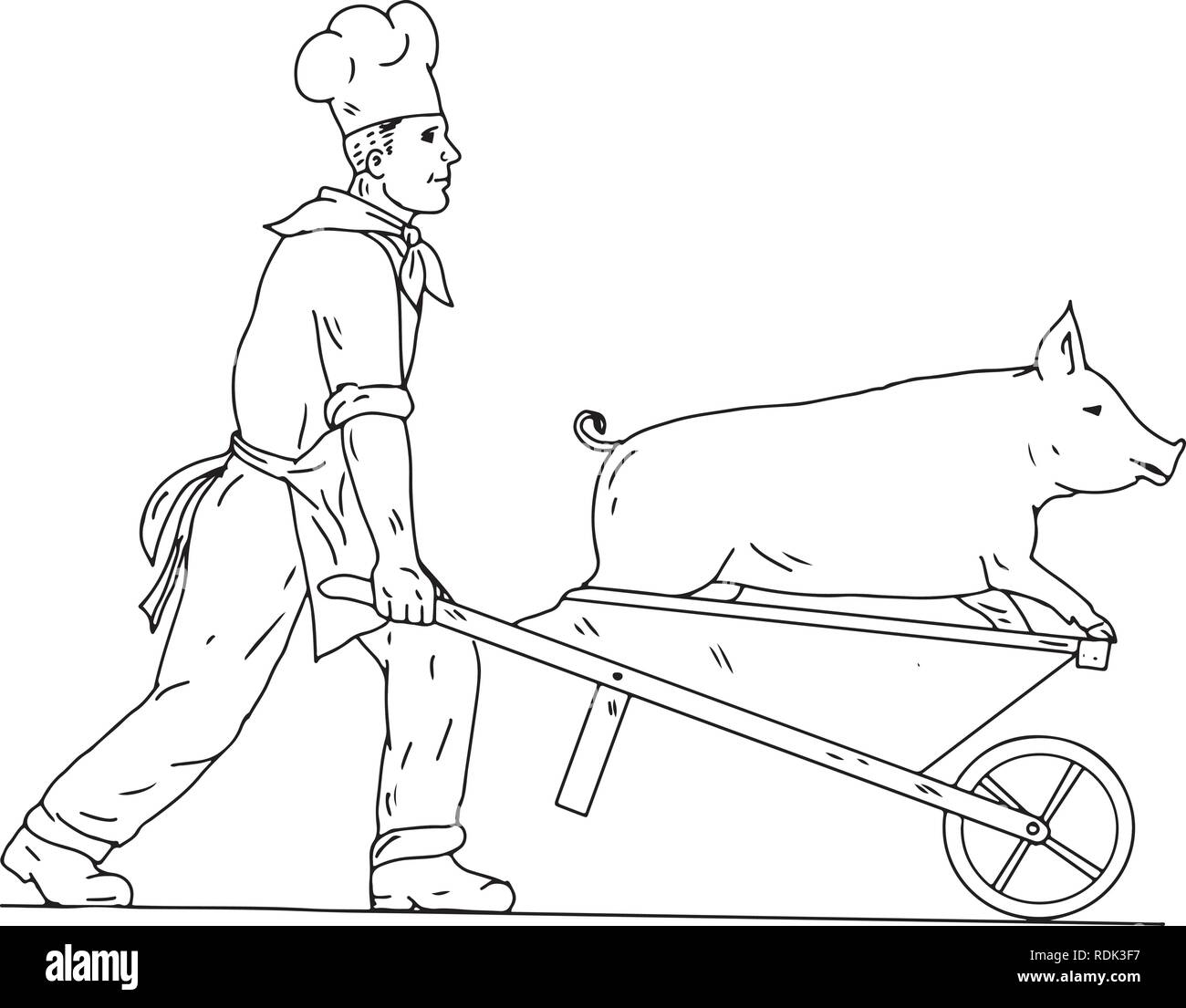 Drawing sketch style illustration of a chef, cook, baker or butcher ...