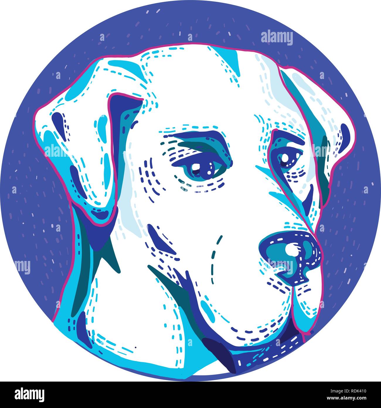 Doodle art illustration of head of a Labrador Retriever or Lab, a type ...