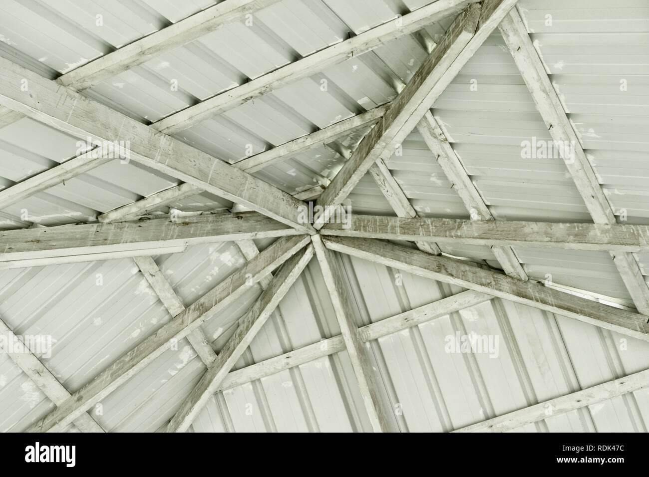 Dome made of tin gray sheets and wooden beams on a Sunny day Stock ...