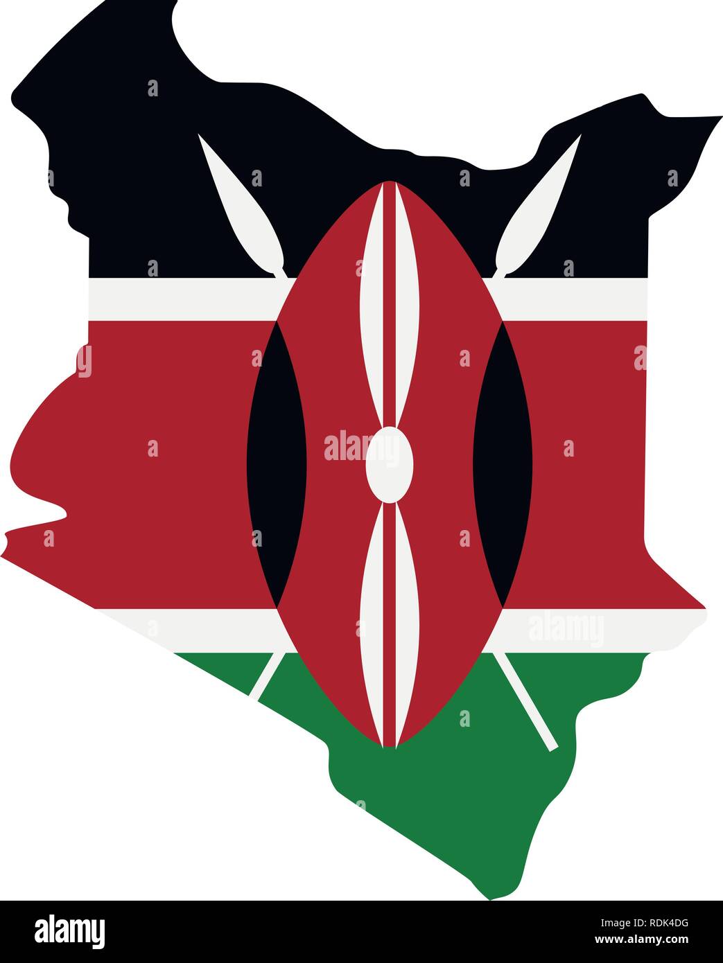 map of Kenya with flag inside. Kenya map vector illustration Stock ...
