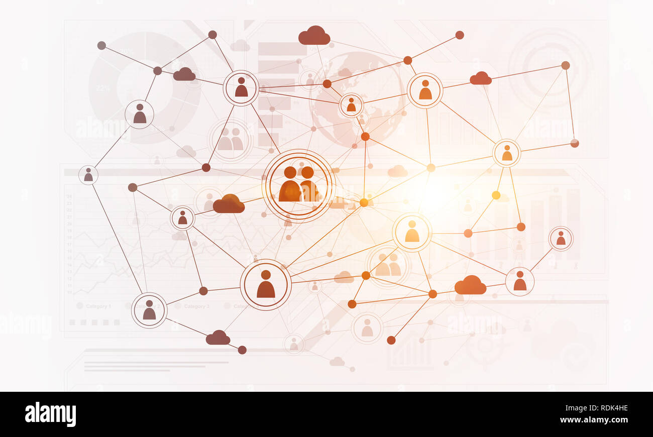 Lines and dots as networking idea drawn on white background Stock Photo ...