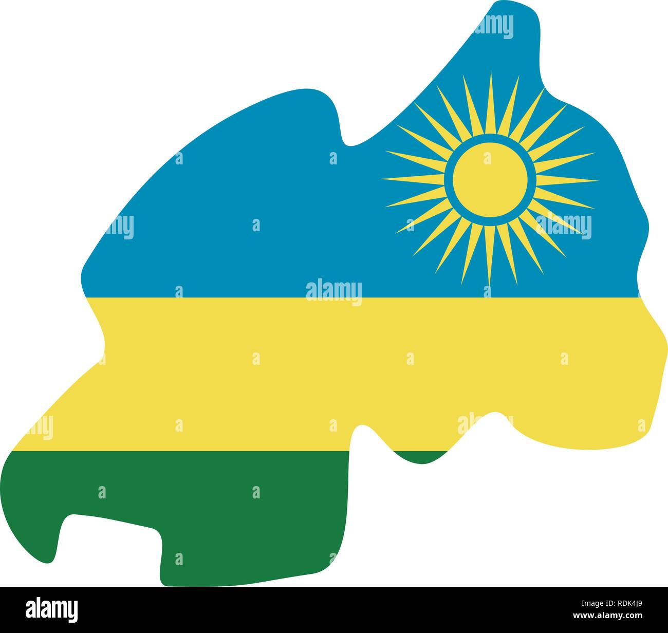 map of Rwanda with flag inside. Rwanda map vector illustration Stock ...