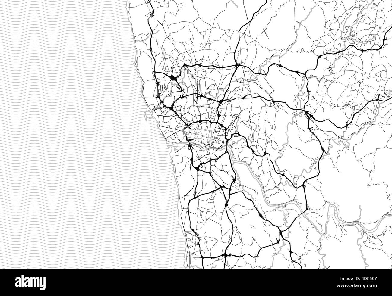 Area map of Porto, Portugal. This artmap of Porto contains geography ...