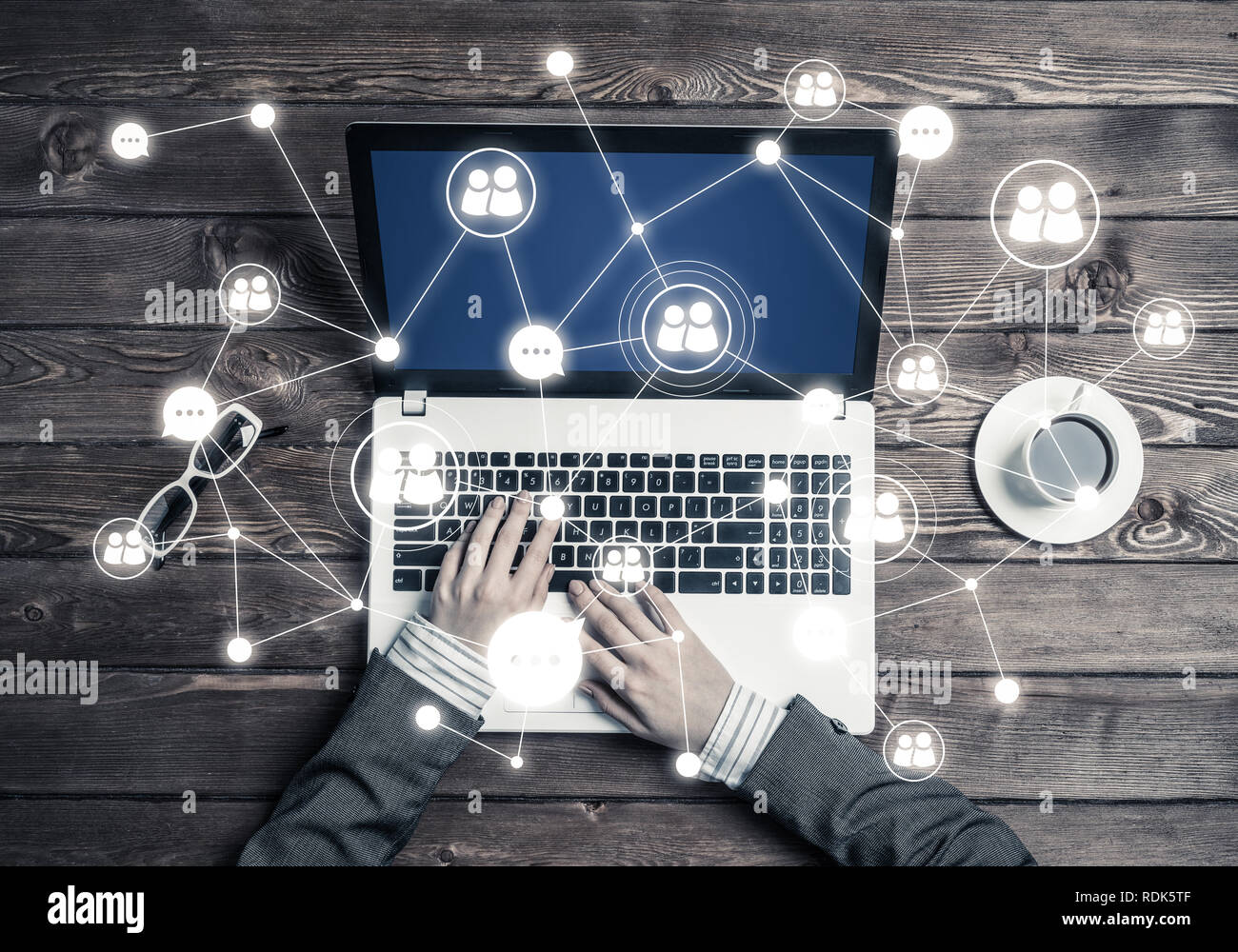 Concept of social connection and networking with social connecti Stock ...