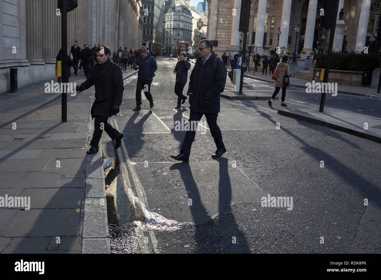 Pedestrians in Threadneedle Street in the City of London - aka the ...