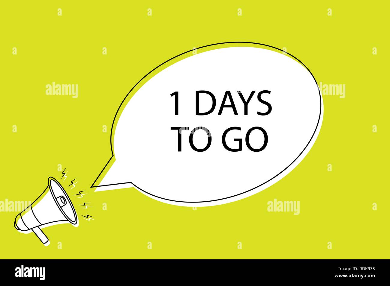 one days to go speech bubble in cartoon style. Male with megaphone ...