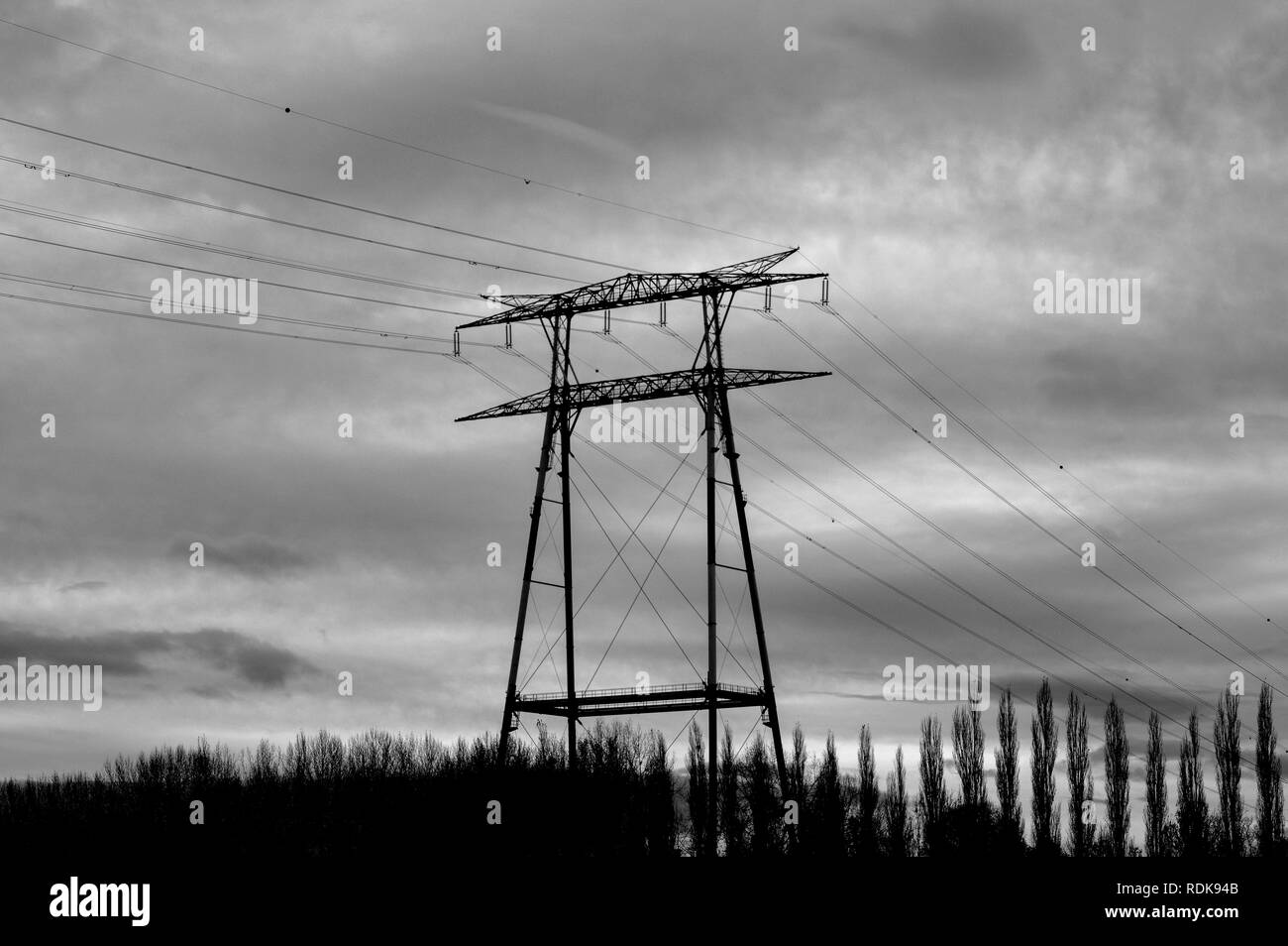 Power tower work silhouette Black and White Stock Photos & Images - Alamy