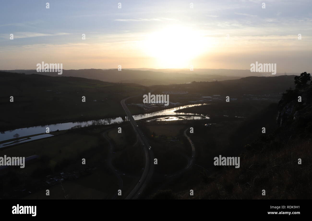 Elevated view of Friarton Bridge over River Tay Scotland January 2019 ...
