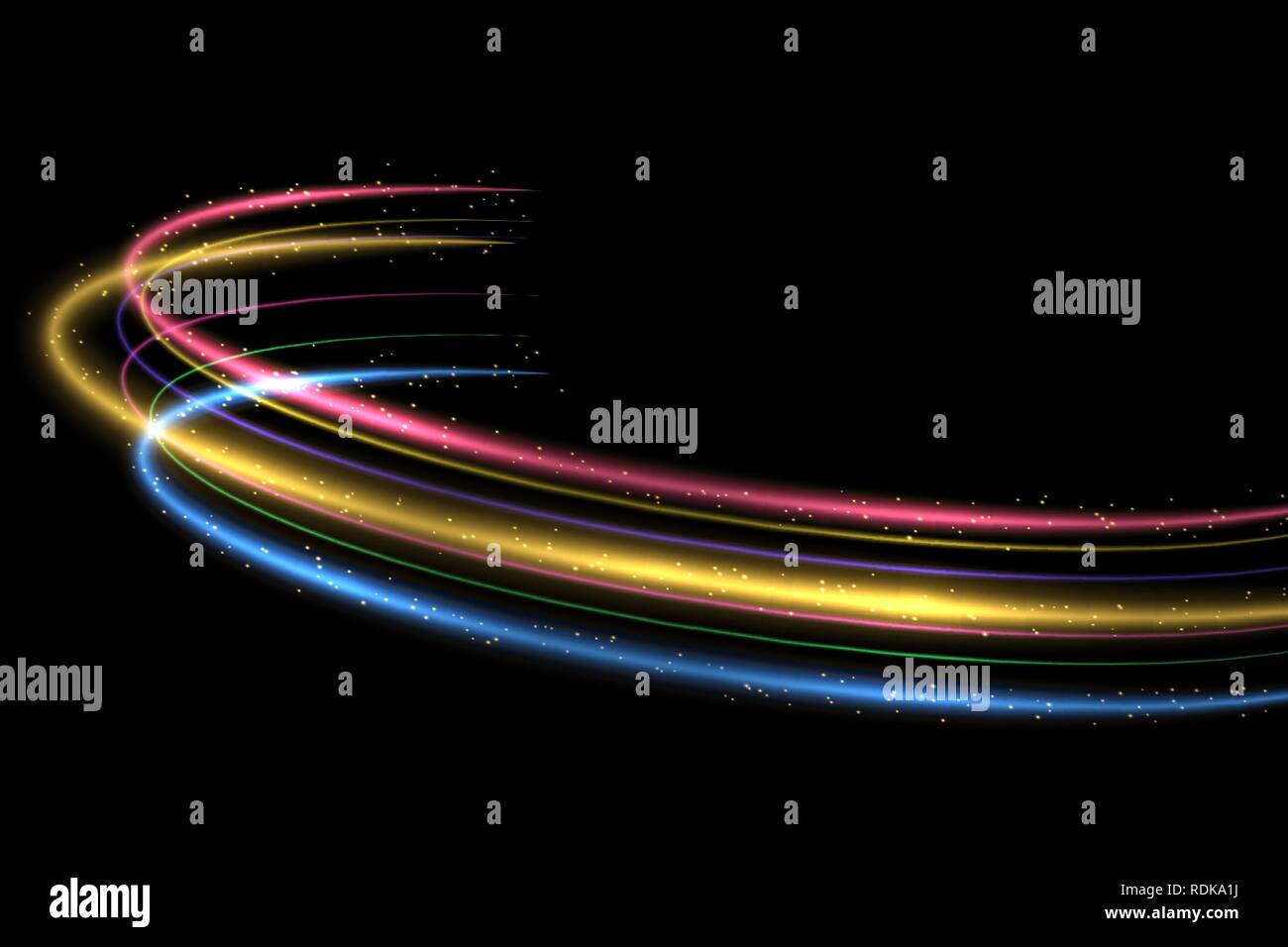 Vector circle colorful light tracing effect. Glowing magic fire ring ...