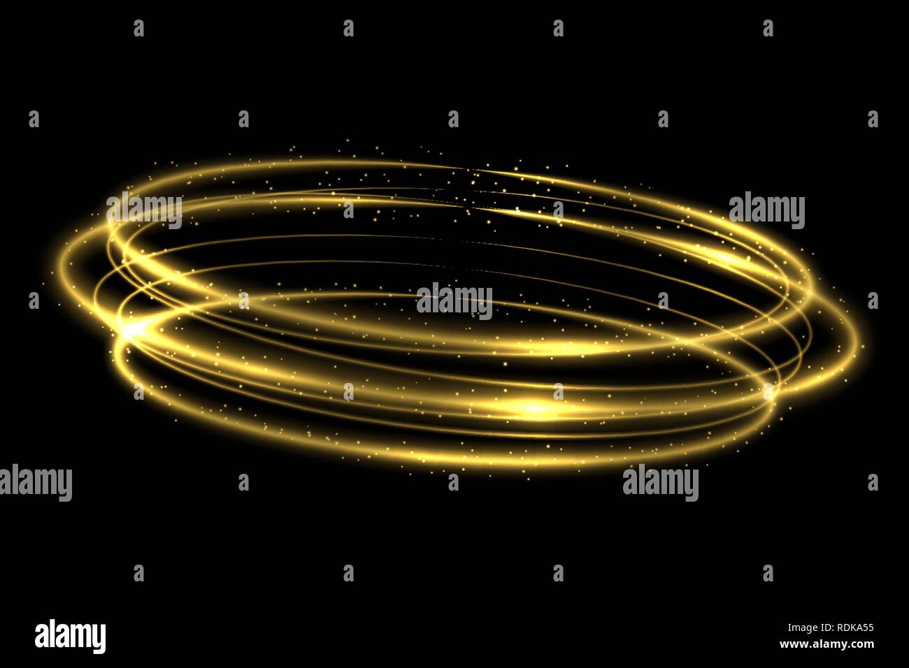 Vector circle golden light tracing effect. Glowing magic fire ring ...
