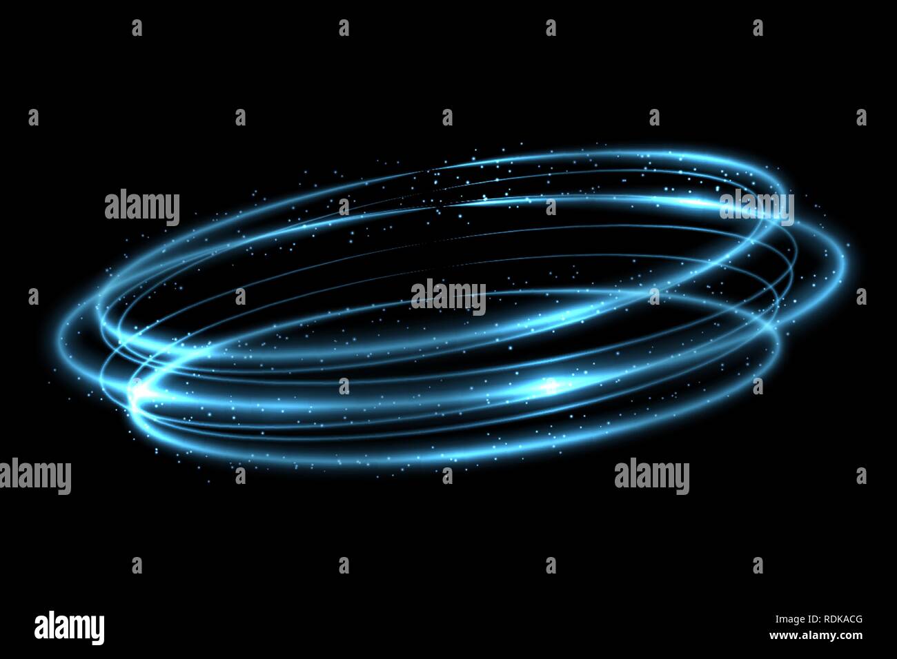 Vector circle neon light tracing effect. Glowing magic fire ring trace ...