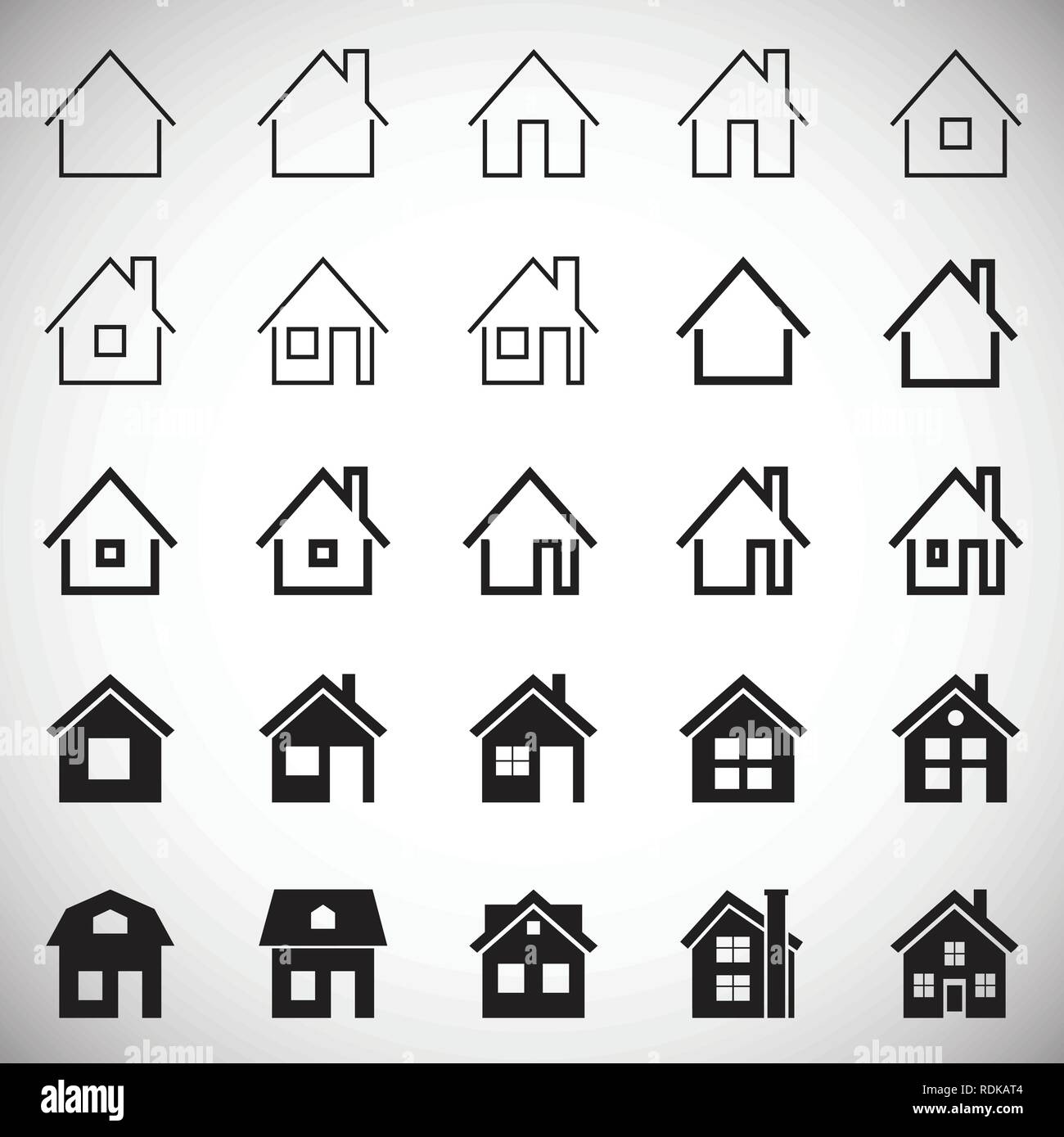 Home icons set on white background for graphic and web design, Modern ...