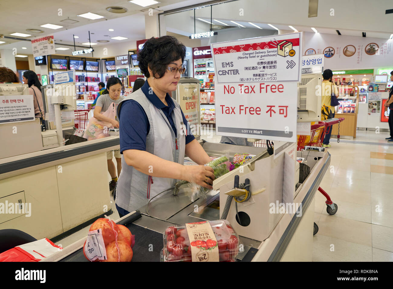 SEOUL, SOUTH KOREA - CIRCA MAY, 2017: inside Lotte Mart in Seoul. Lotte ...
