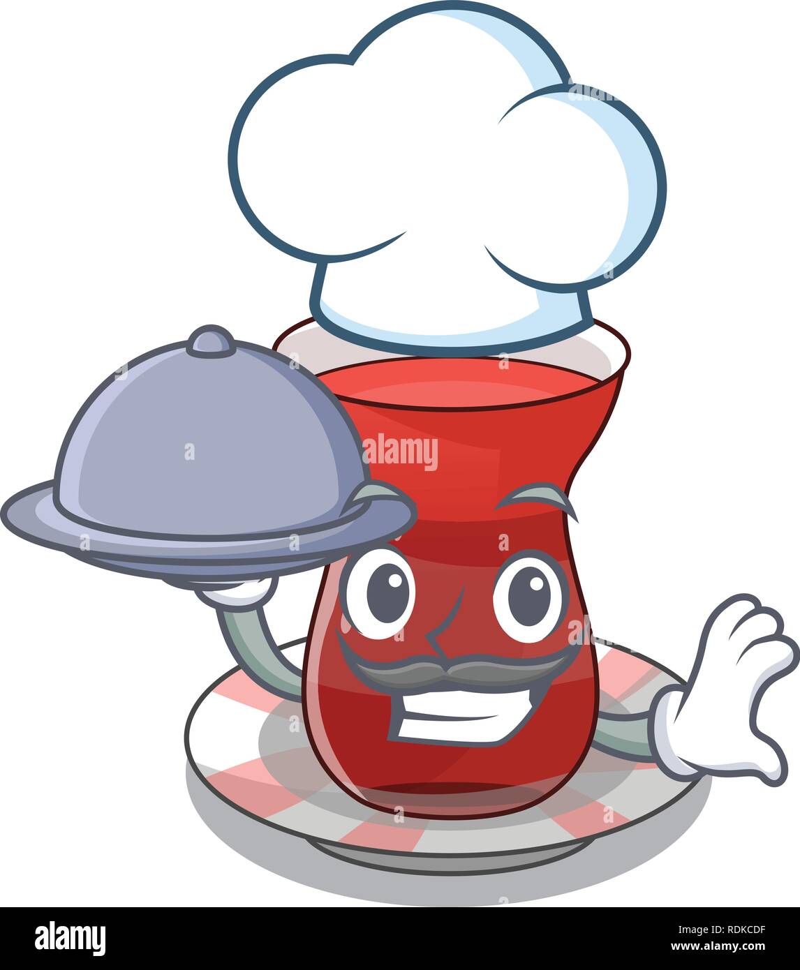 Chef with food turkish tea in the saucer characters Stock Vector Image ...