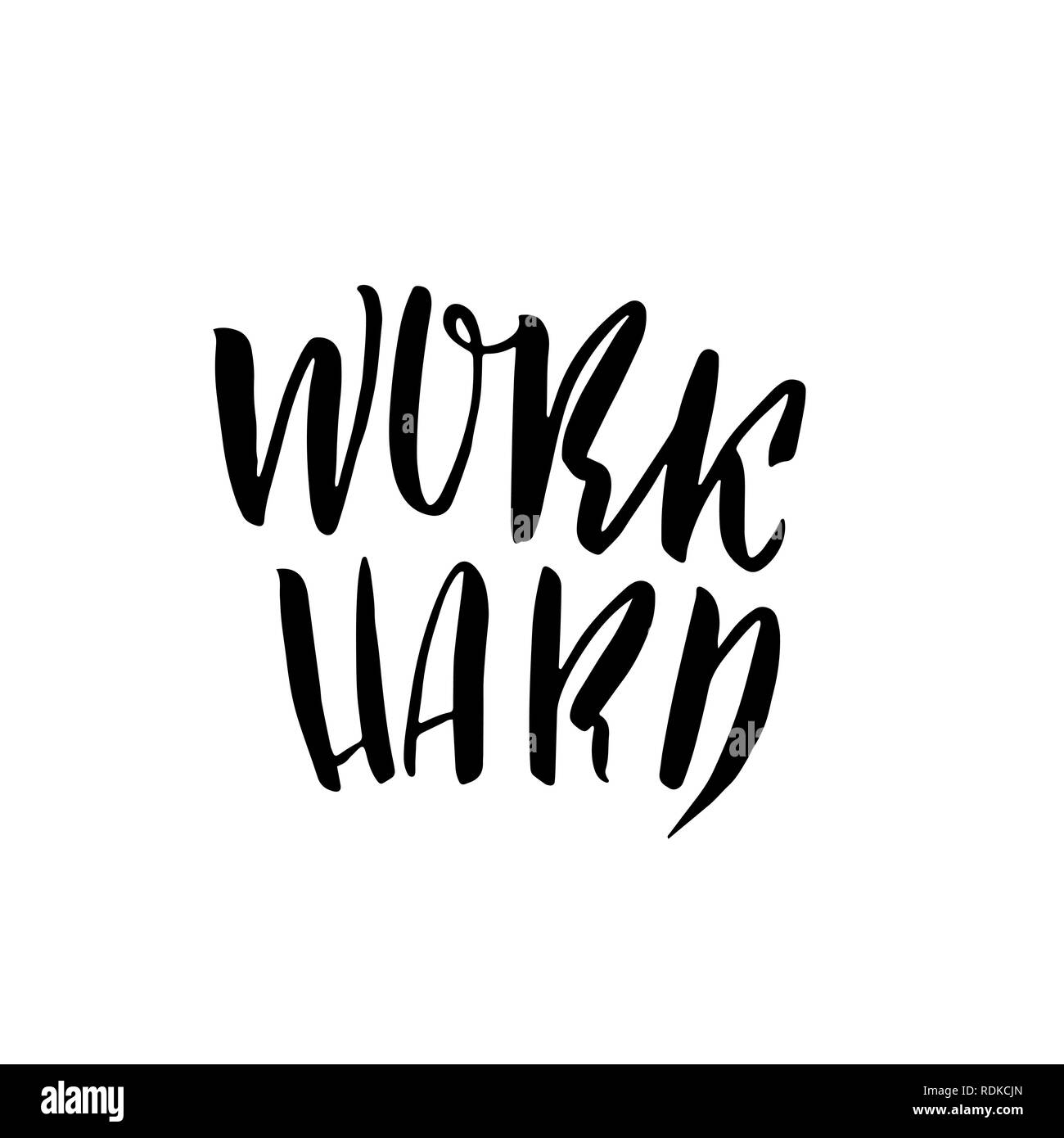 Work hard. Modern brush lettering. Vector illustration Stock Vector ...