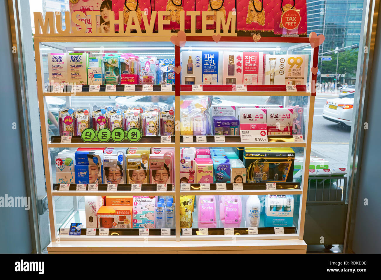 SEOUL, SOUTH KOREA - CIRCA MAY, 2017: goods on display at Olive Young ...