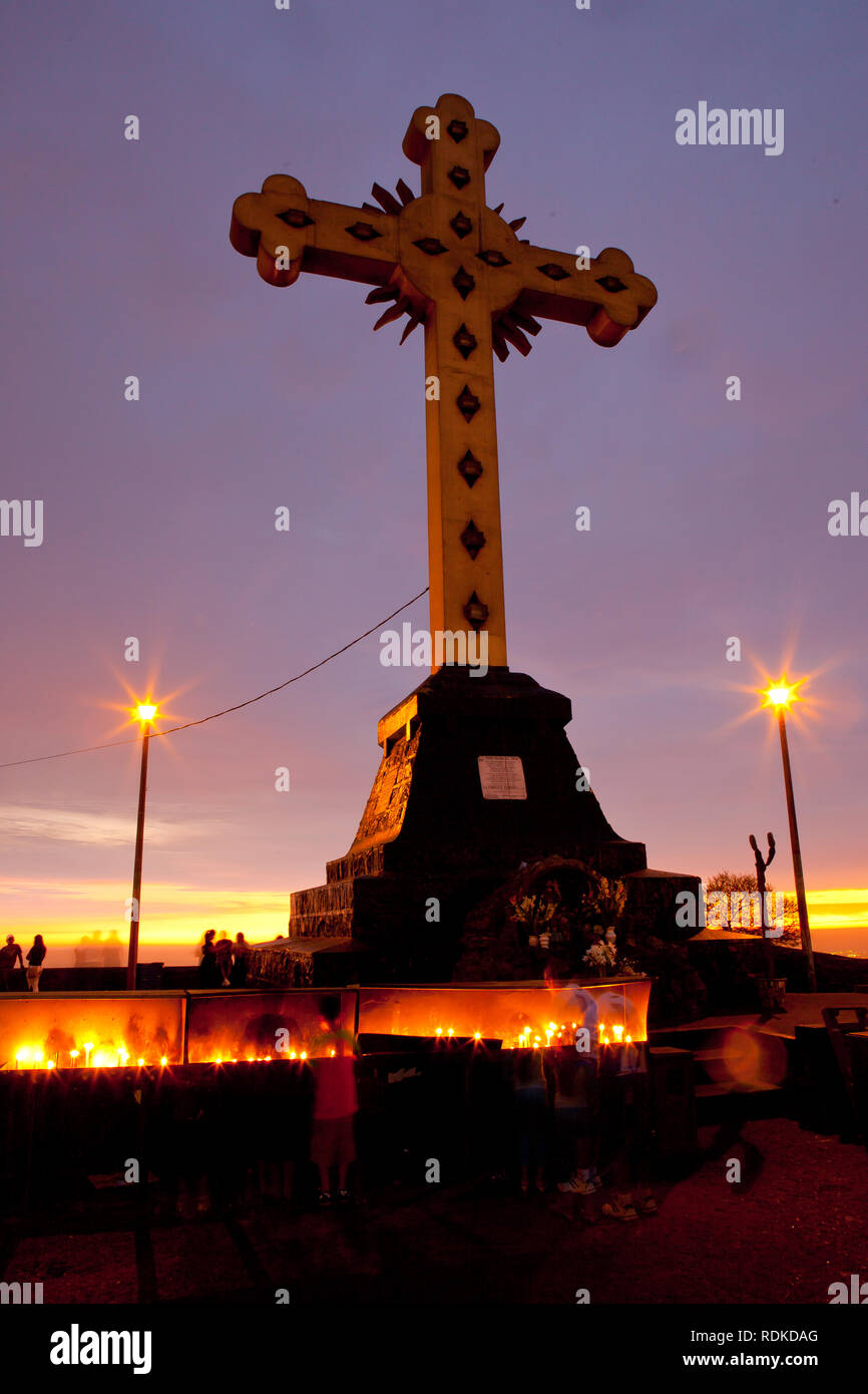The cross on the hill from up above Lima town Stock Photo - Alamy