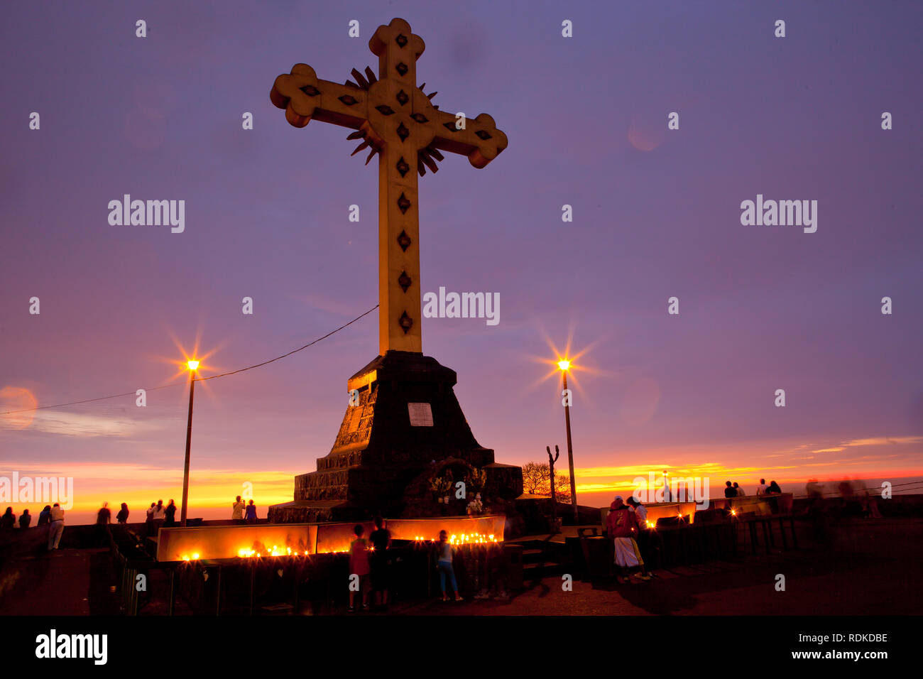 The cross on the hill from up above Lima town Stock Photo - Alamy