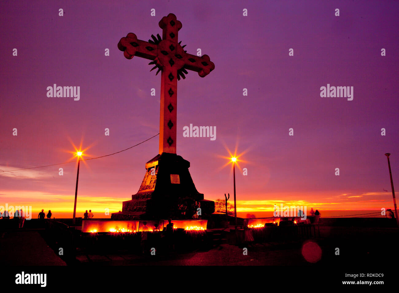 The cross on the hill from up above Lima town Stock Photo - Alamy